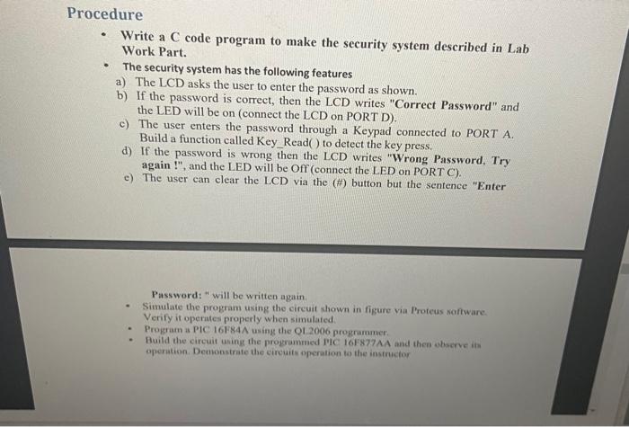 Solved Procedure . Write a C code program to make the | Chegg.com