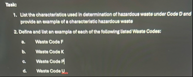 Solved Task:Ust the characteristics used in determination of | Chegg.com