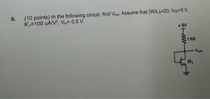 Solved (10 points) In the following circuit, find Vout . | Chegg.com