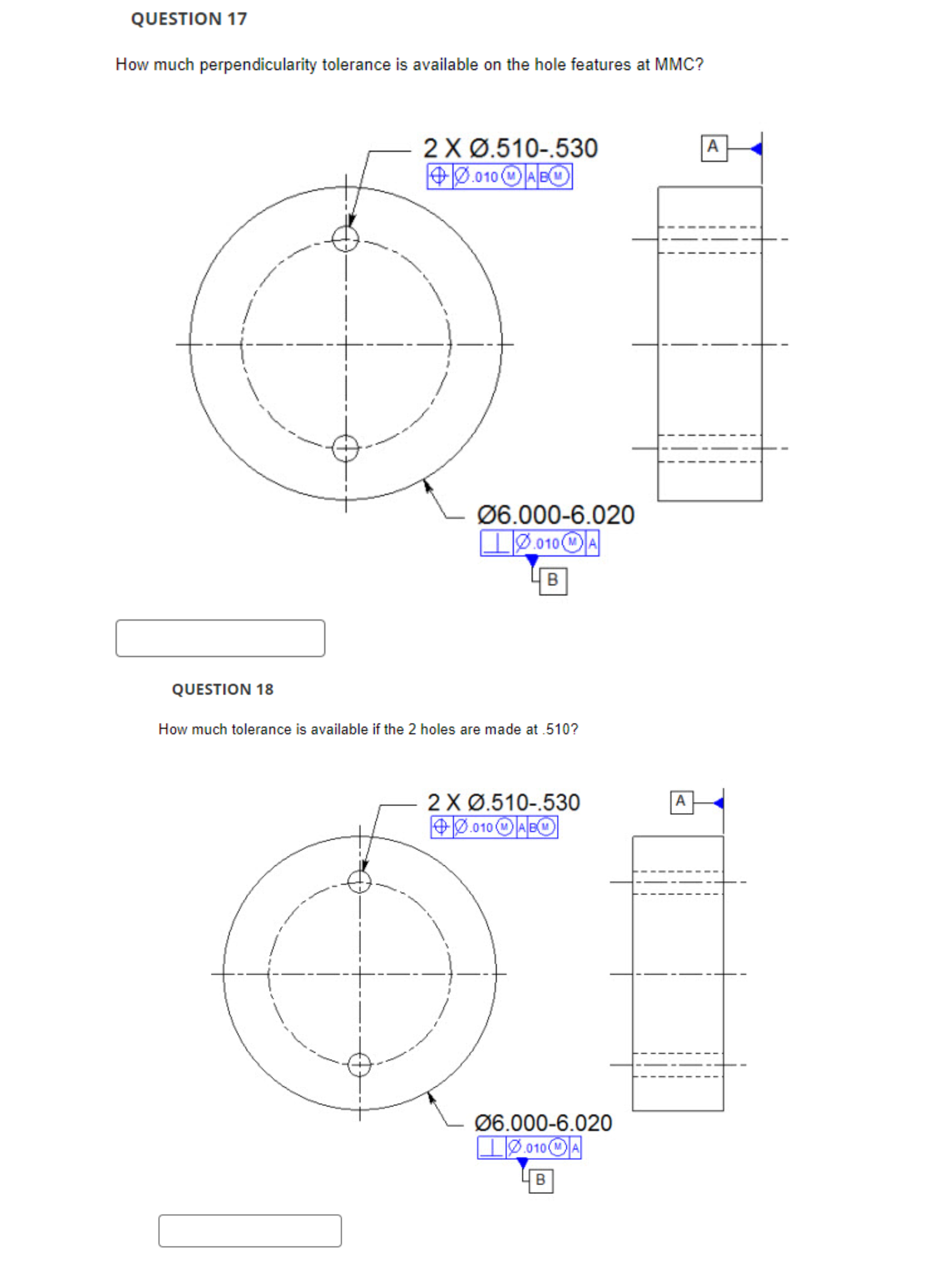 Solved QUESTION 17How much perpendicularity tolerance is | Chegg.com