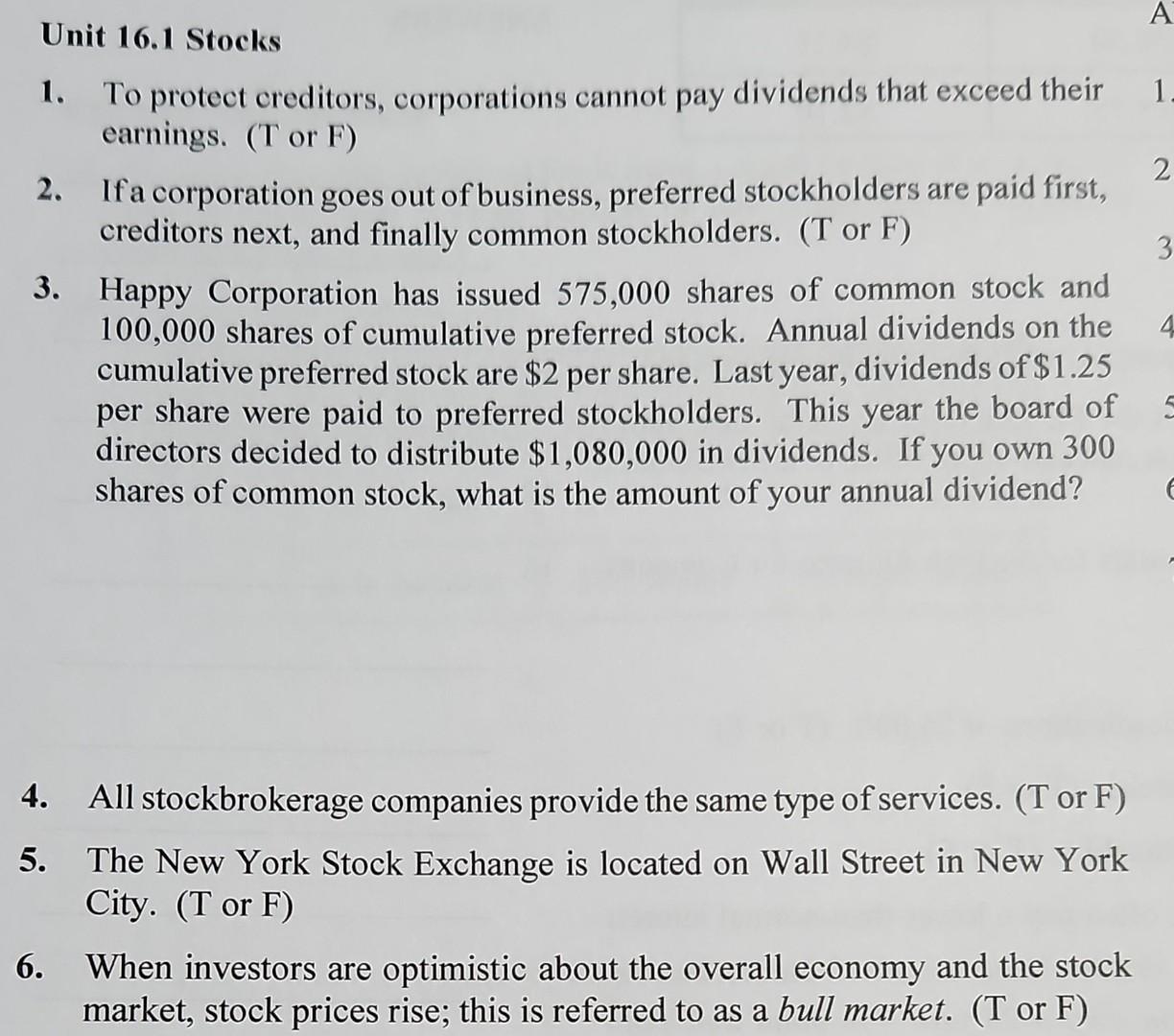 Solved 1. To protect creditors, corporations cannot pay | Chegg.com