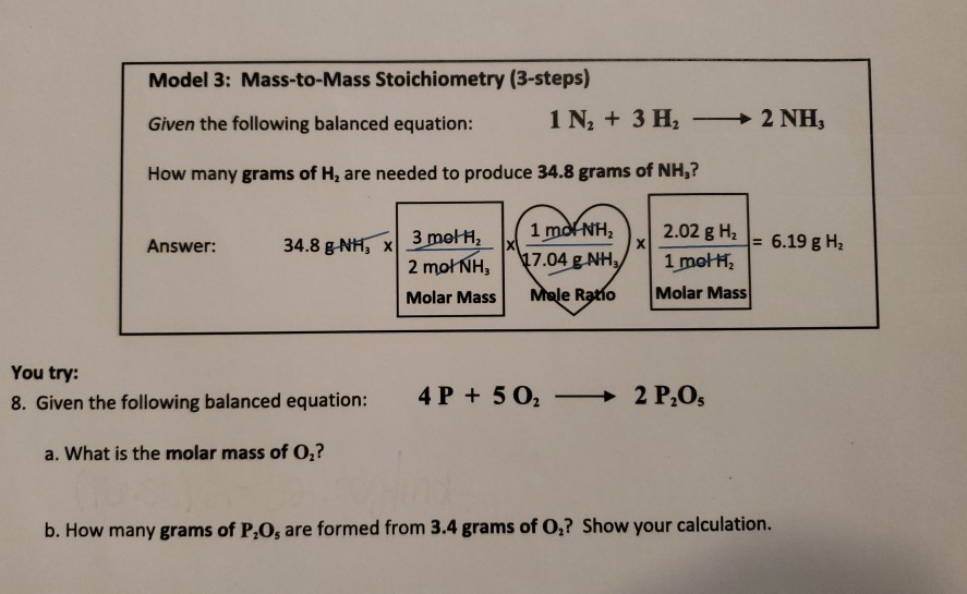 Solved Model 3: Mass-to-Mass Stoichiometry (3-steps) Given | Chegg.com