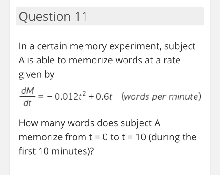 Solved Question 11 In a certain memory experiment, subject A | Chegg.com