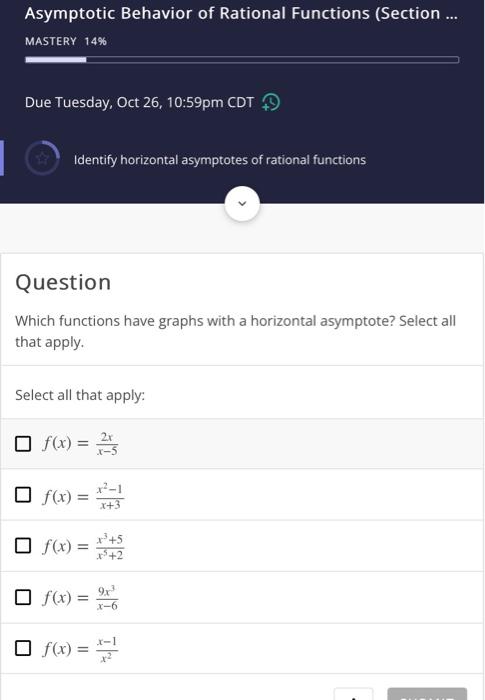 Solved Asymptotic Behavior of Rational Functions (Section | Chegg.com