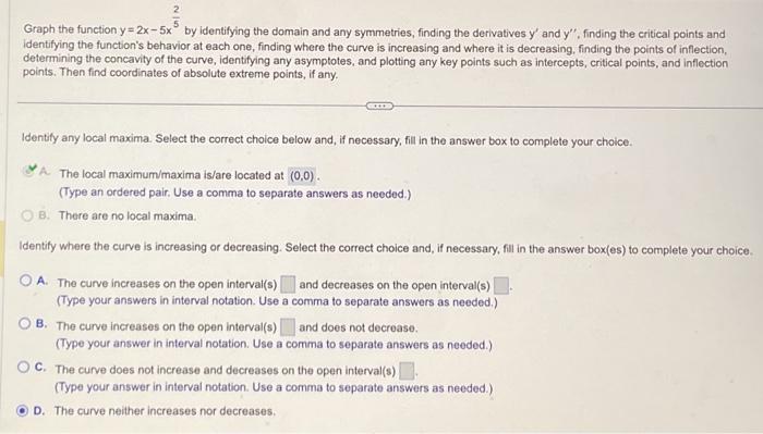 Solved Graph the function y=2x−5x52 by identifying the | Chegg.com