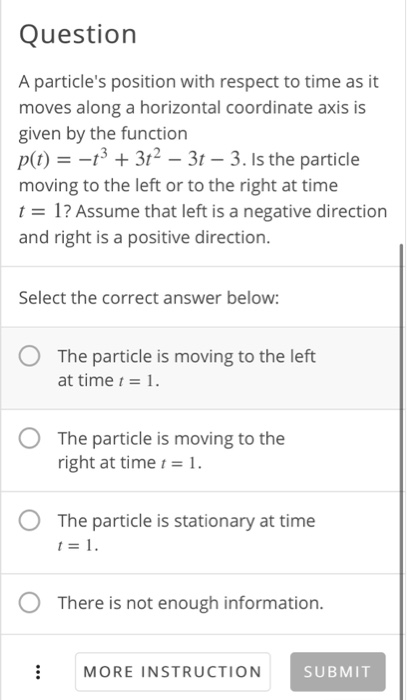 Solved Question A particle's position with respect to time | Chegg.com