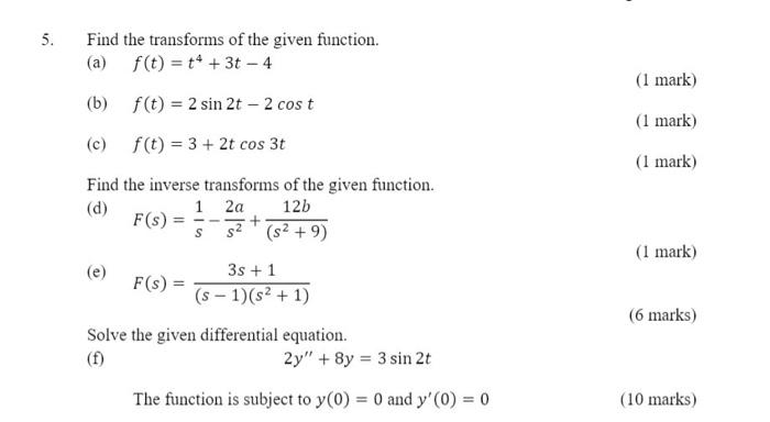Solved Find the transforms of the given function. (a) | Chegg.com