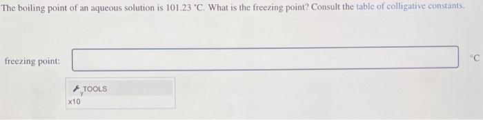 Solved The boiling point of an aqueous solution is 101.23∘C. | Chegg.com