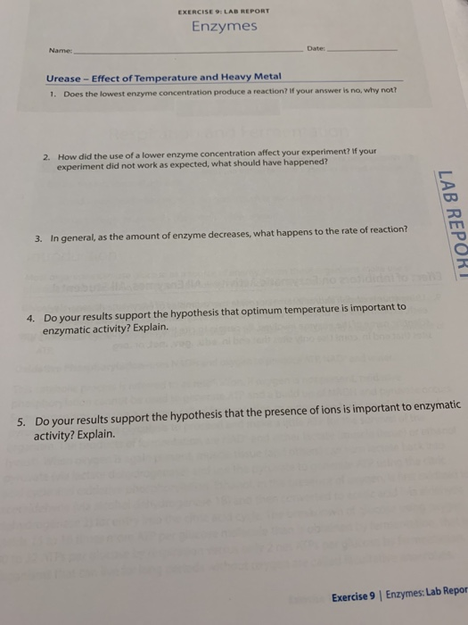 EXERCISE 9 Pre-Lab Questions Student: Pre-Lab | Chegg.com