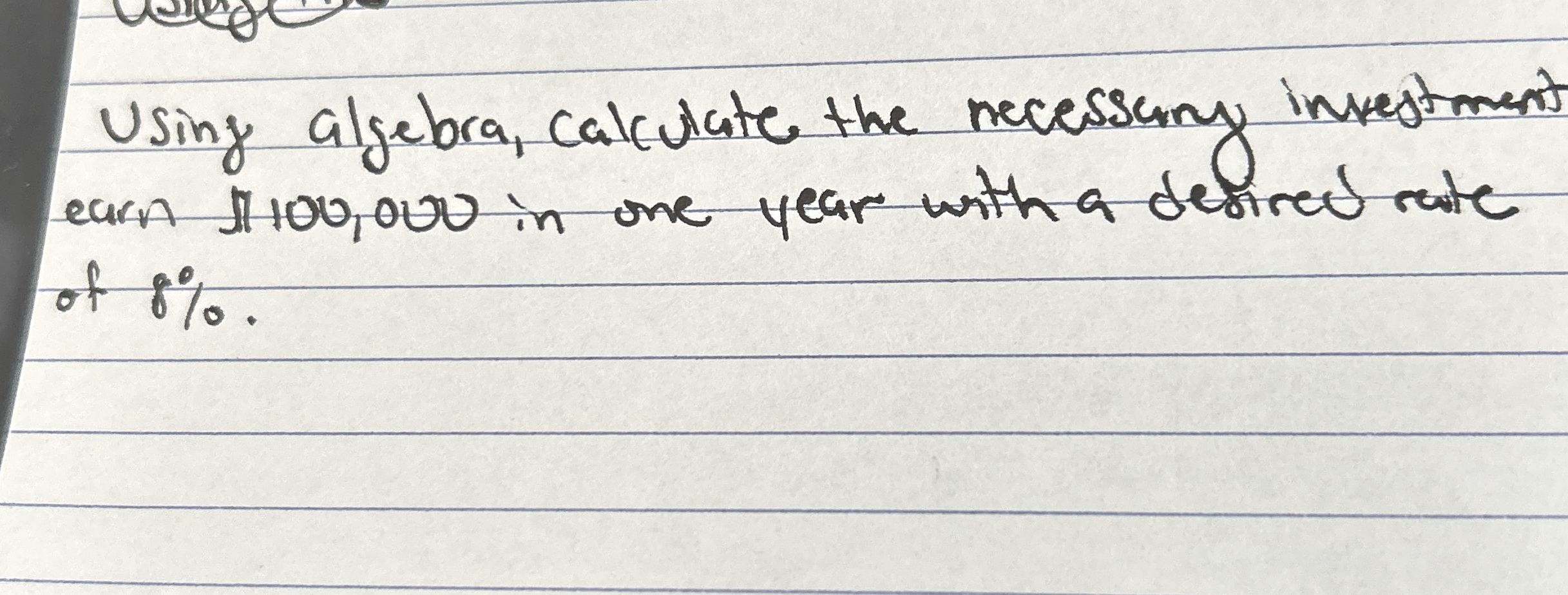 Solved Using algebra, calculate the necessany investment | Chegg.com
