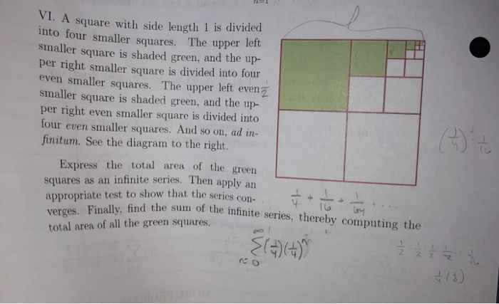 Solved VI. A square with side length 1 is divided into four | Chegg.com