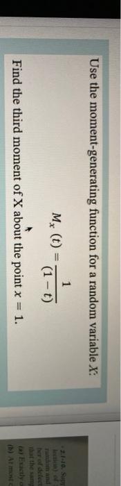 Solved Use the moment-generating function for a random | Chegg.com