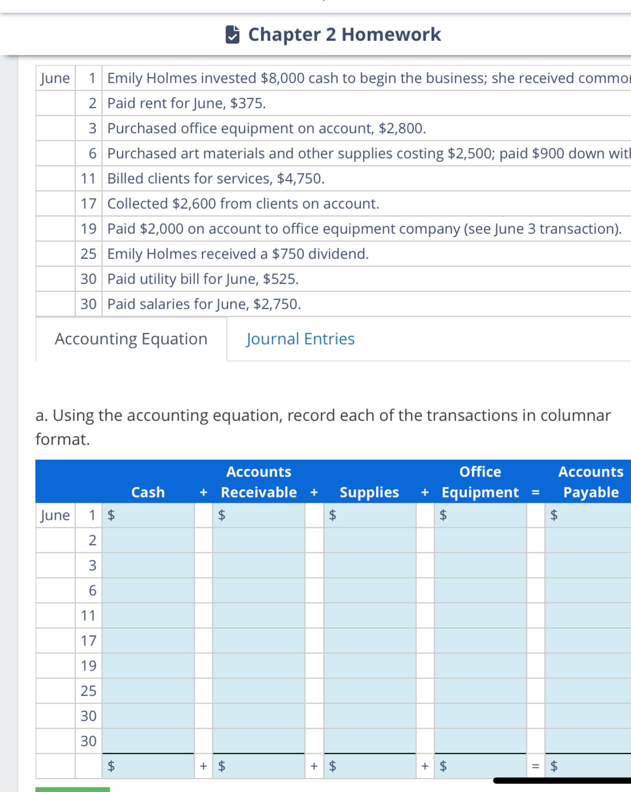 Solved Chapter 2 ﻿Homeworka. ﻿Using the accounting equation, | Chegg.com