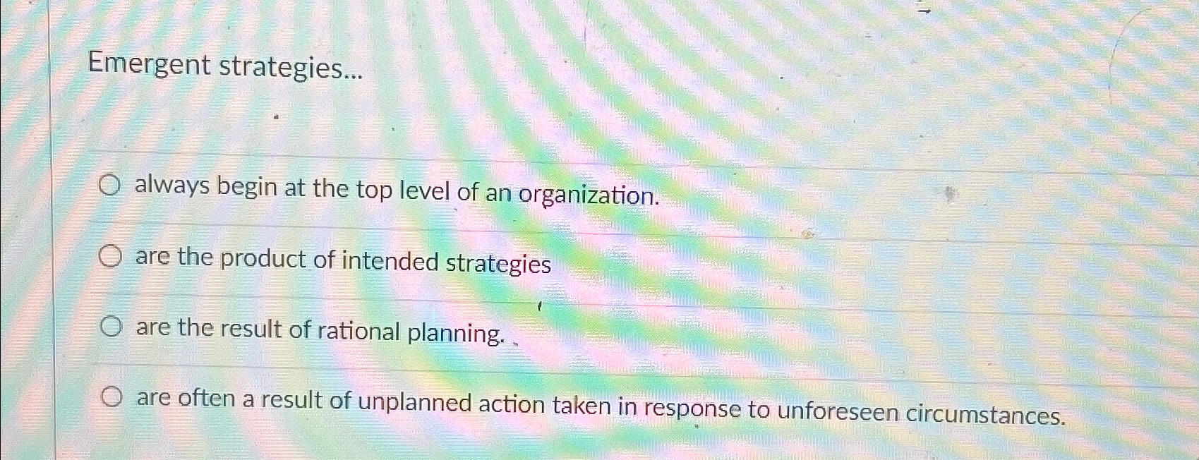 Solved Emergent strategies...always begin at the top level | Chegg.com