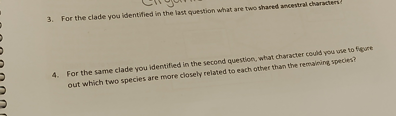 Solved For the clade you identified in the last question | Chegg.com