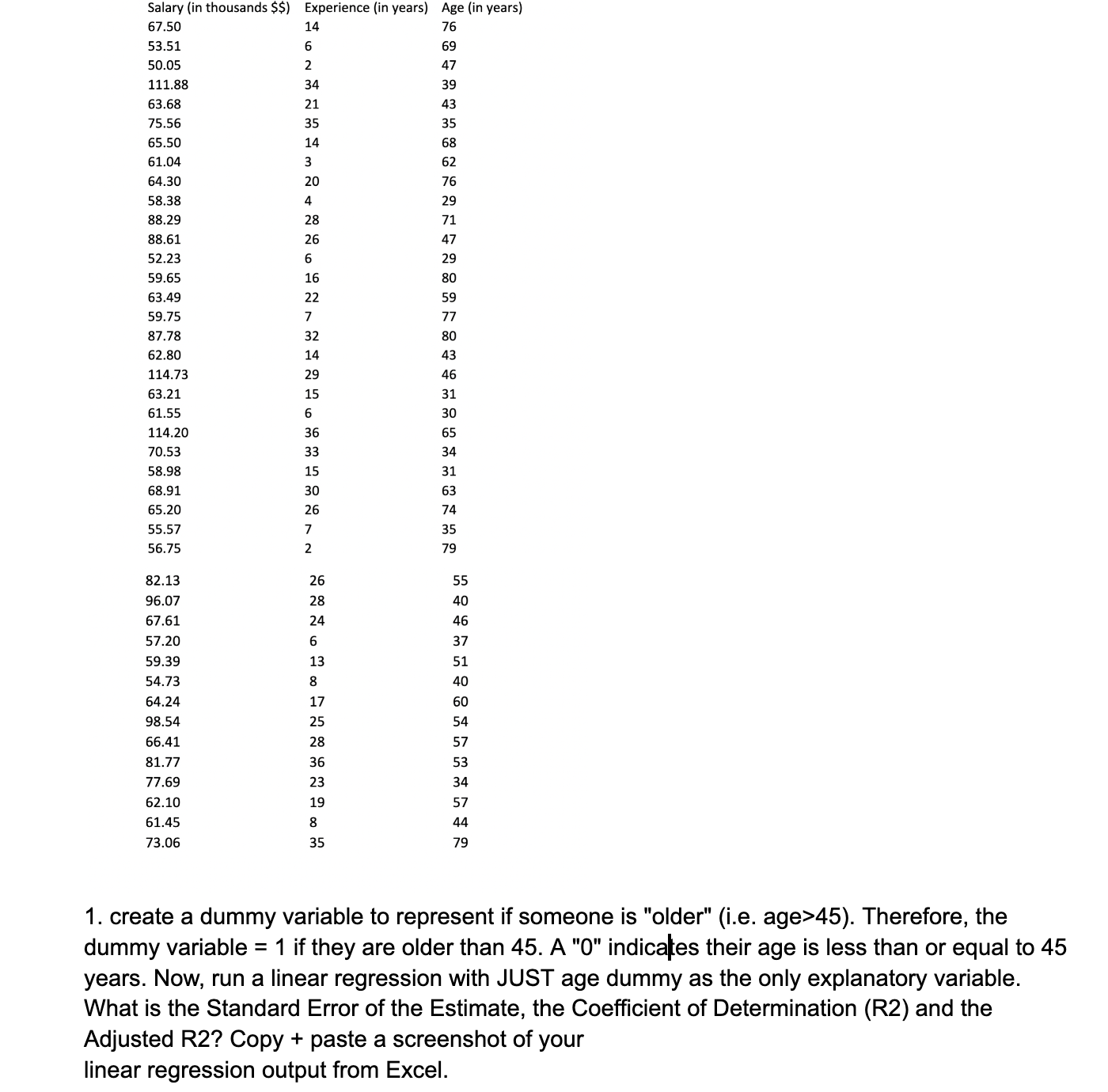 Solved 1. ﻿create a dummy variable to represent if someone | Chegg.com