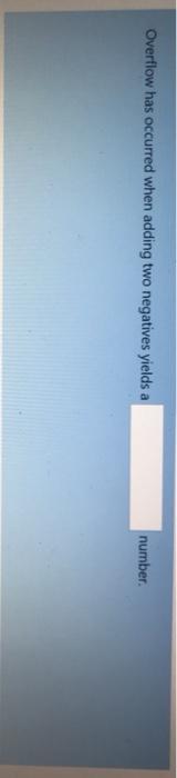 Solved Overflow has occurred when adding two negatives | Chegg.com