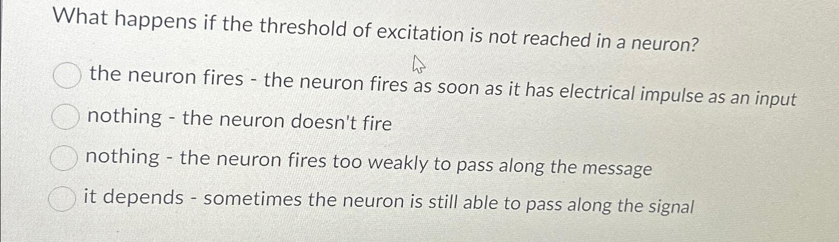 Solved What happens if the threshold of excitation is not | Chegg.com