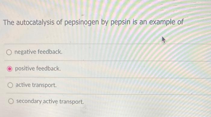 Solved The autocatalysis of pepsinogen by pepsin is an | Chegg.com