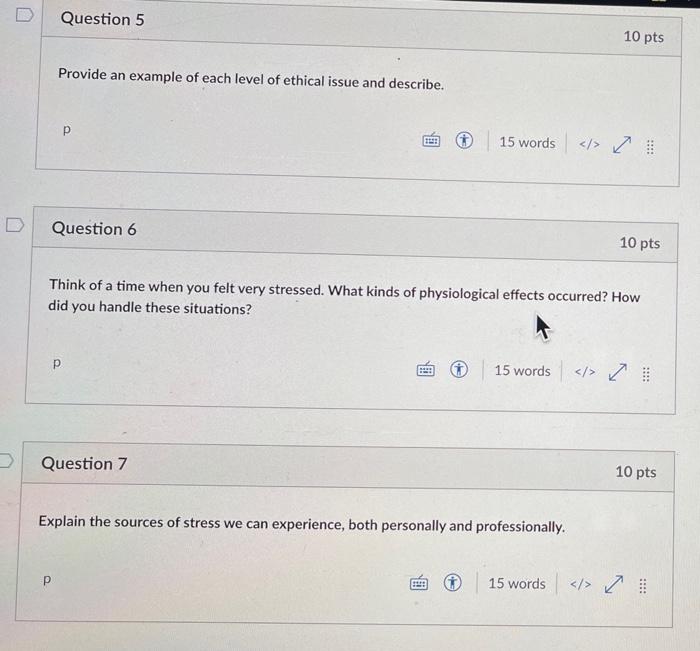 Solved Question 5 10 pts Provide an example of each level of | Chegg.com