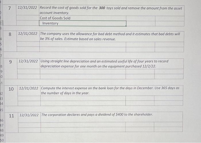 Solved Economic Events and Journal Entries for Toy | Chegg.com