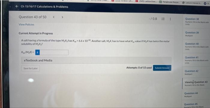 Solved A salt having a formula of the type M2X3 has | Chegg.com