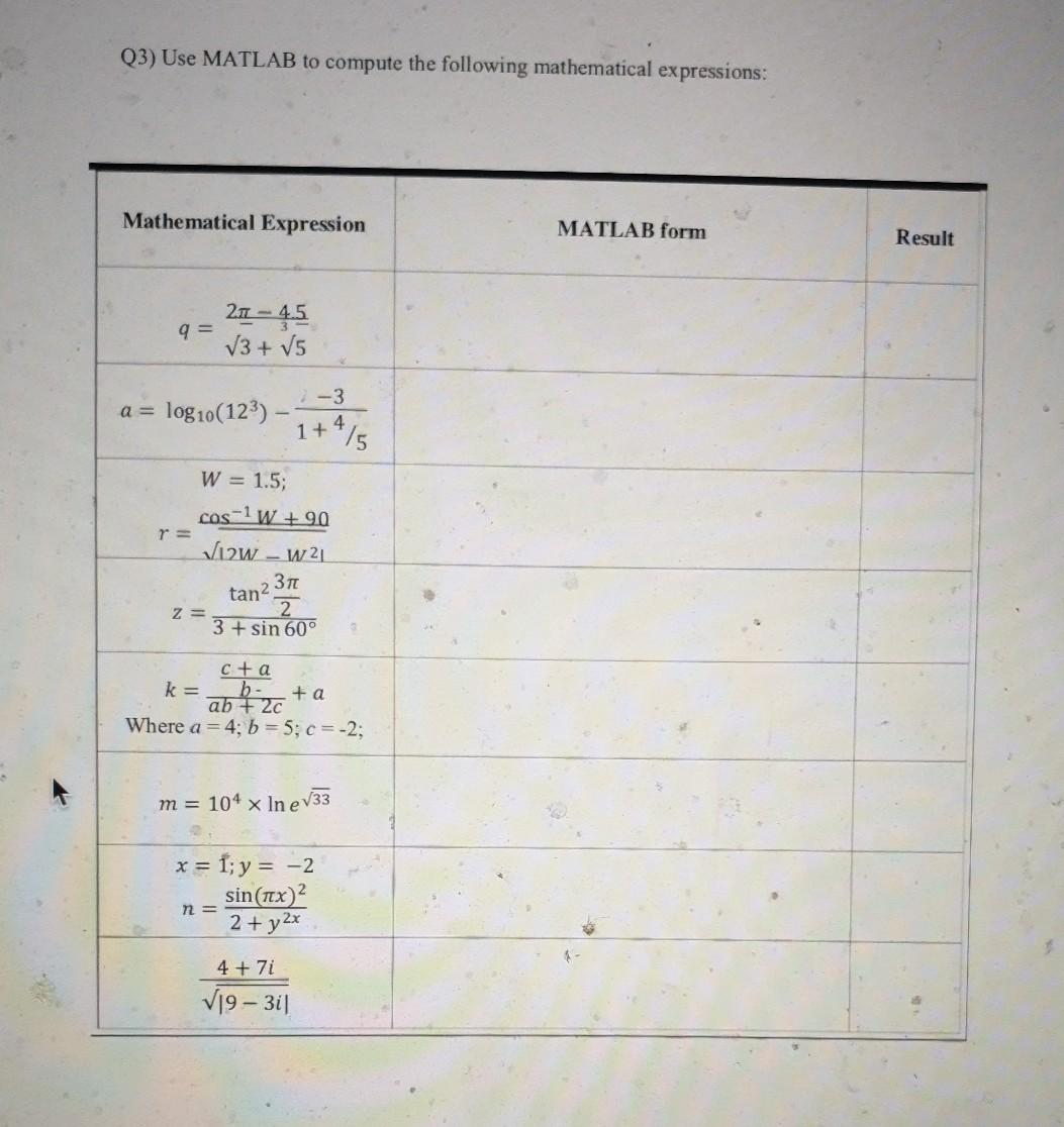 Solved Solve using MATLAP and provide screenshots showing | Chegg.com