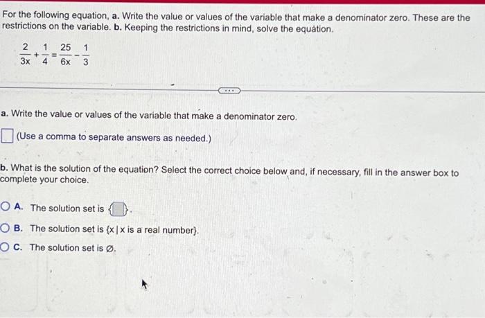 Solved For the following equation, a. Write the value or | Chegg.com