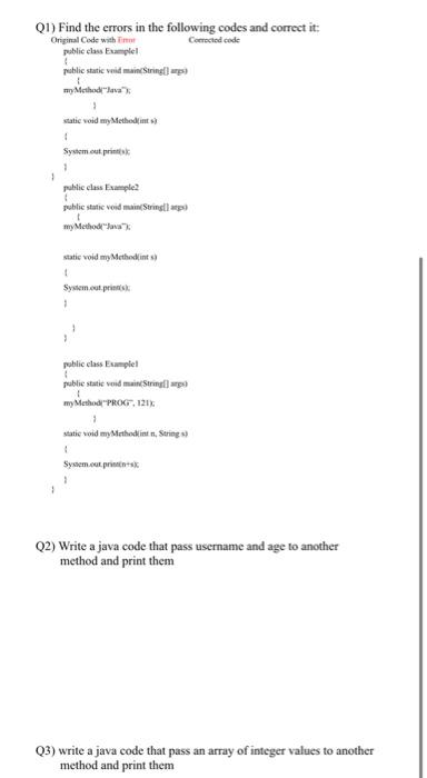 Q1) Find the errors in the following codes and | Chegg.com