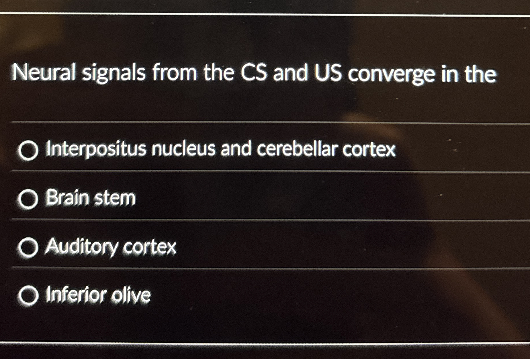 Solved Neural signals from the CS and US converge in | Chegg.com