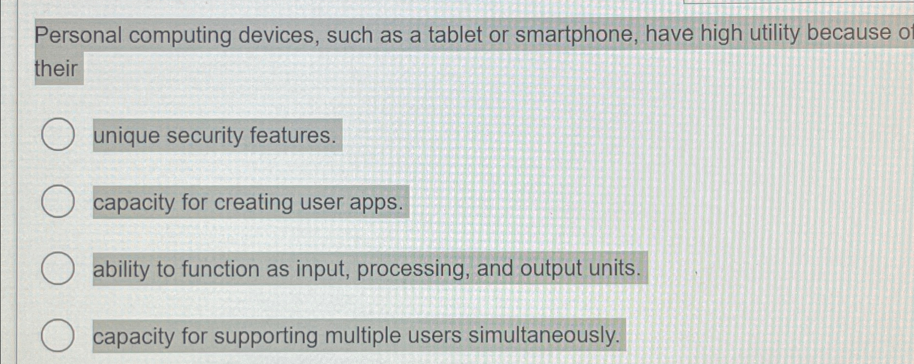 Solved Personal computing devices, such as a tablet or | Chegg.com
