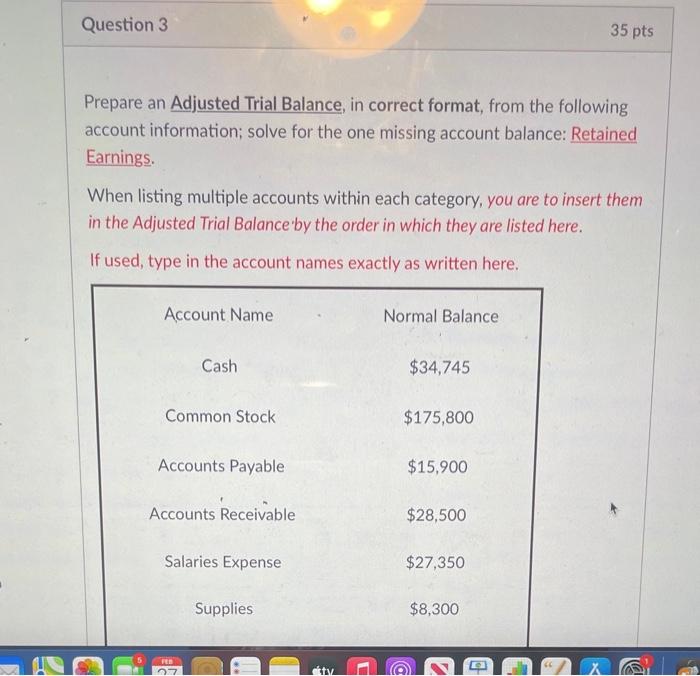 Solved Prepare an Adjusted Trial Balance, in correct format, | Chegg.com