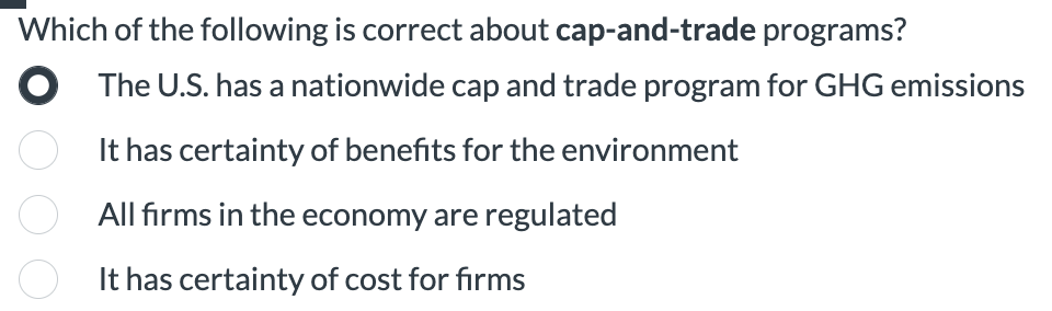 Solved Which of the following is correct about cap-and-trade | Chegg.com