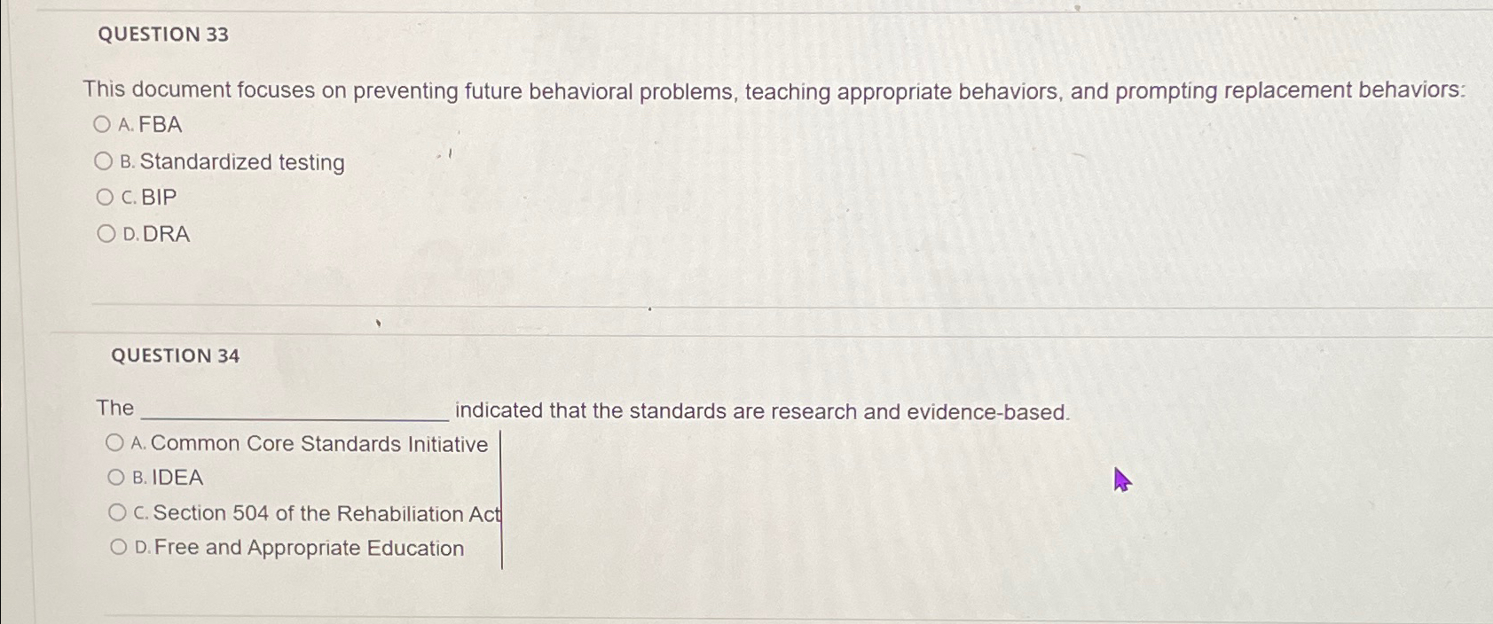 QUESTION 33This document focuses on preventing future | Chegg.com