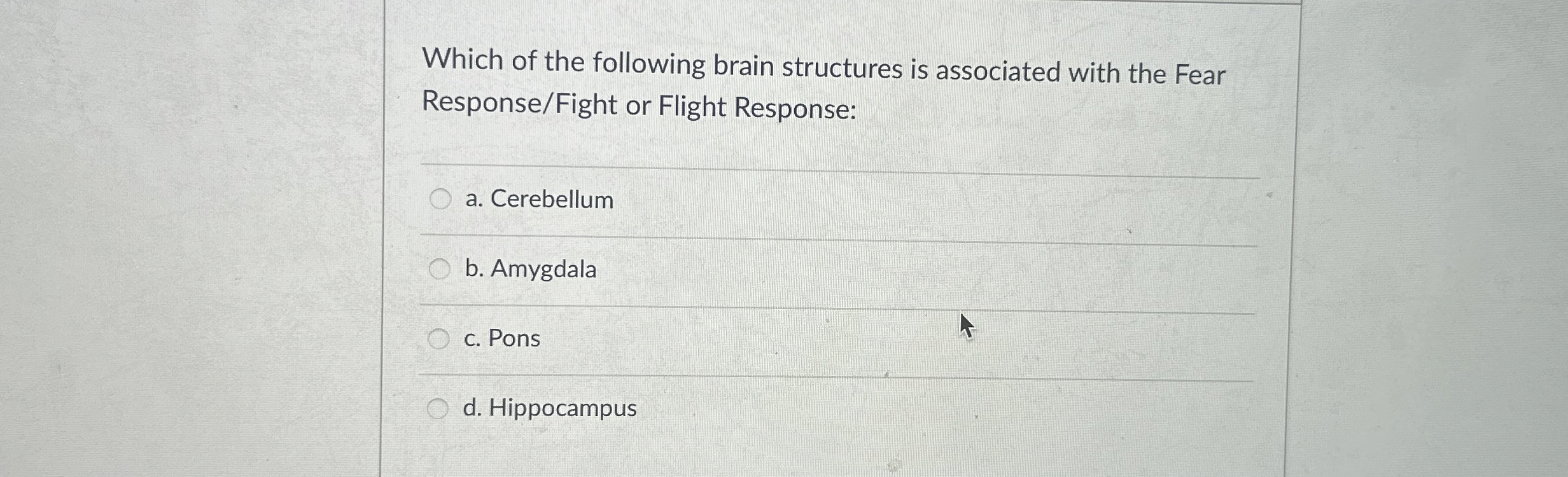 Solved Which of the following brain structures is associated | Chegg.com