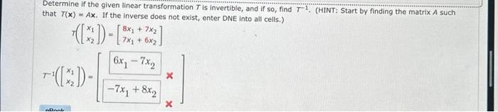 Solved Determine if the given linear transformation T is | Chegg.com