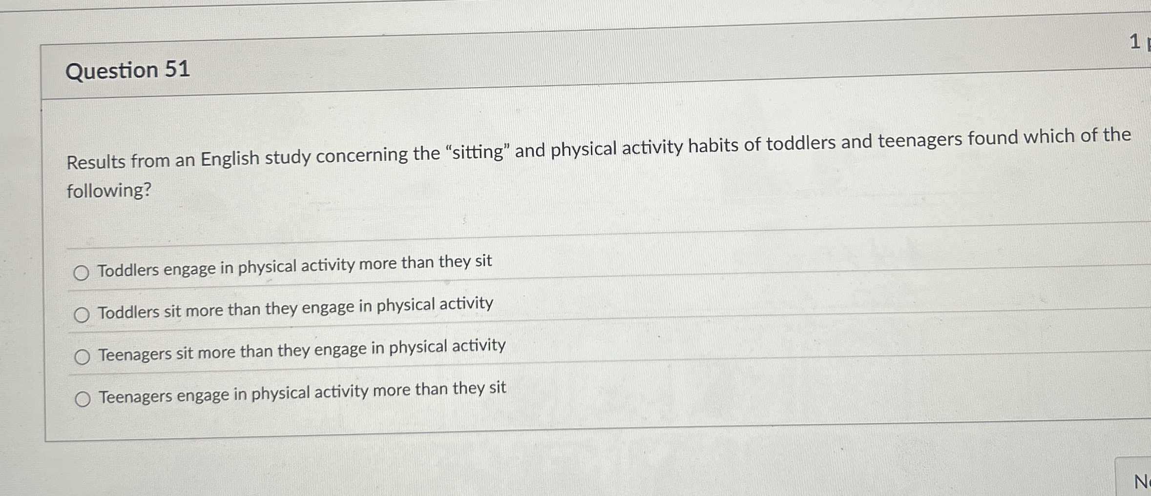 Solved Question 51Results from an English study concerning | Chegg.com