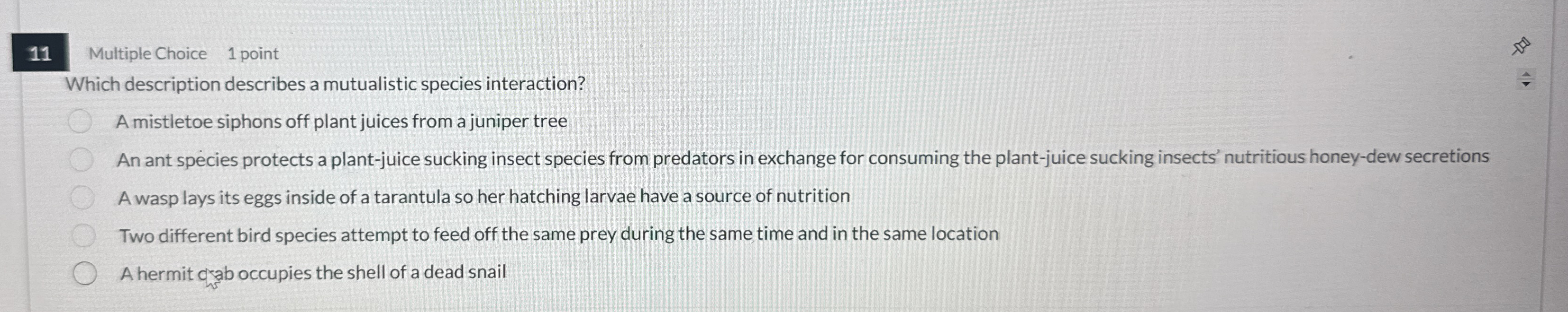 Solved 11 ﻿Multiple Choice 1 ﻿pointWhich description | Chegg.com