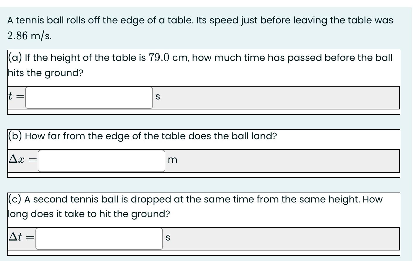 Solved A tennis ball rolls off the edge of a table. Its | Chegg.com