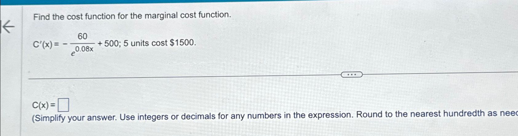 Solved Find the cost function for the marginal cost | Chegg.com