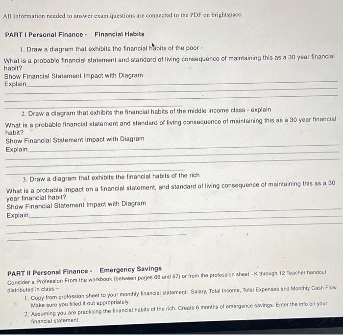 Solved All Information needed to answer exam questions are | Chegg.com