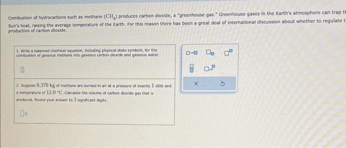 Solved Combustion of hydrocarbons such as methane (CH4) | Chegg.com