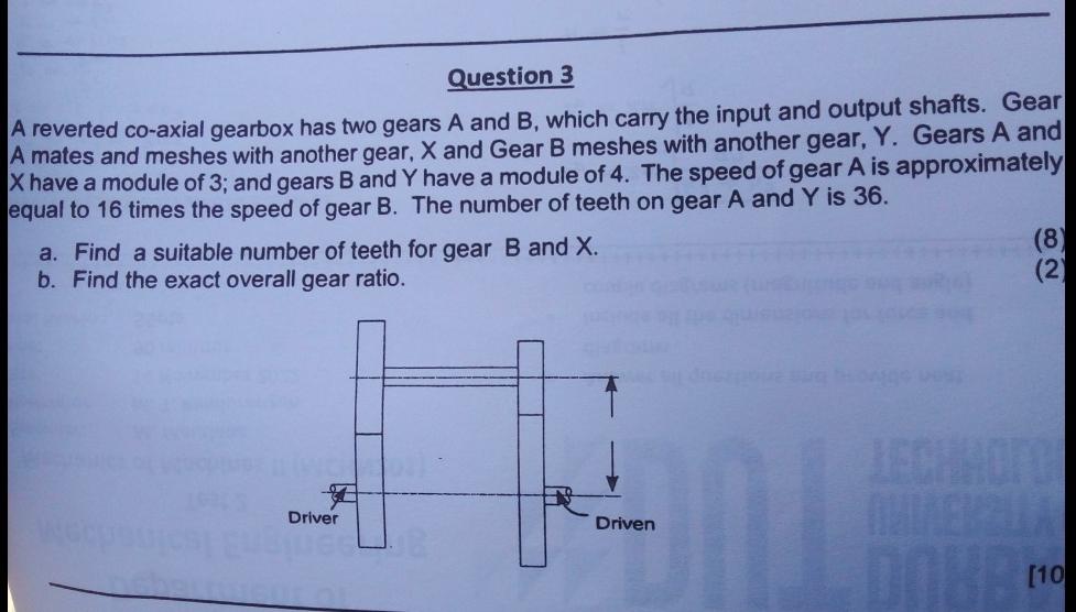 Solved A reverted co-axial gearbox has two gears A and B, | Chegg.com