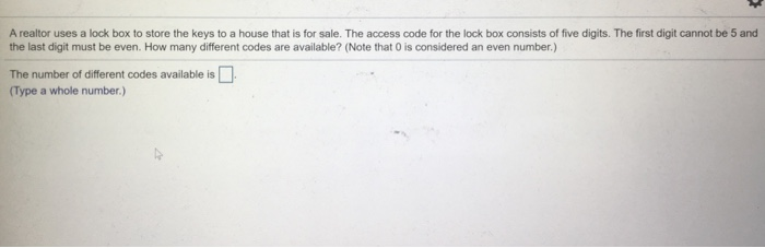 Solved A realtor uses a lock box to store the keys to a | Chegg.com