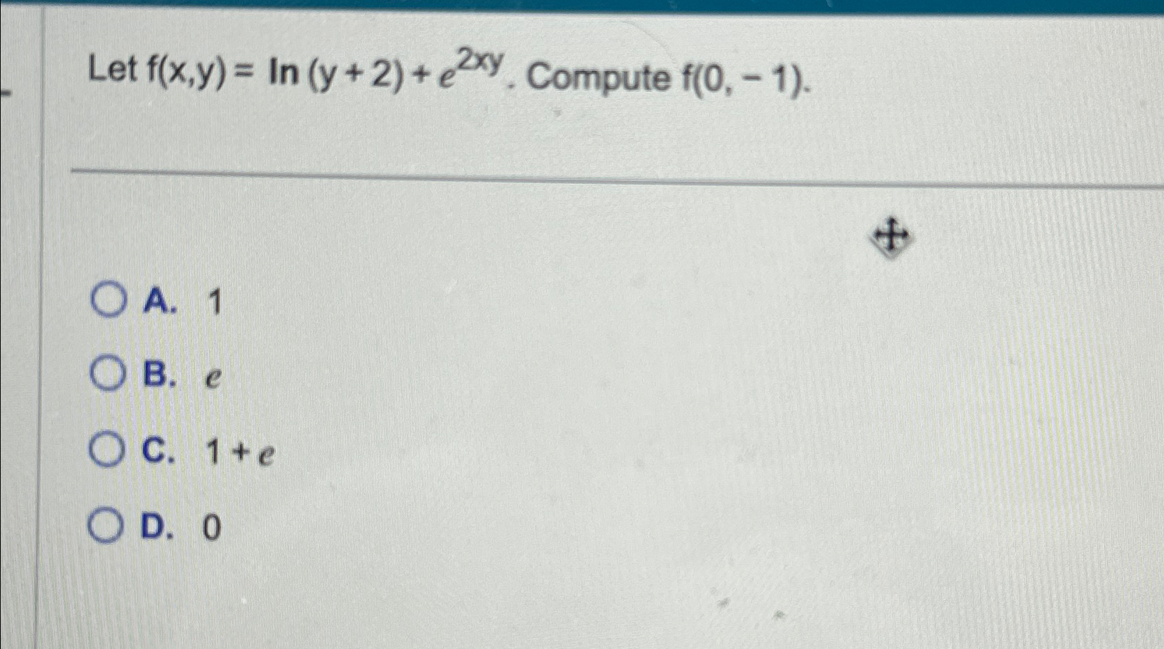 Solved Let f(x,y)=ln(y+2)+e2xy. ﻿Compute | Chegg.com