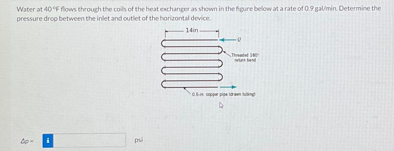 Solved Water at 40°F ﻿flows through the coils of the heat | Chegg.com