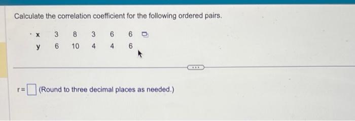 Solved Calculate The Correlation Coefficient For The