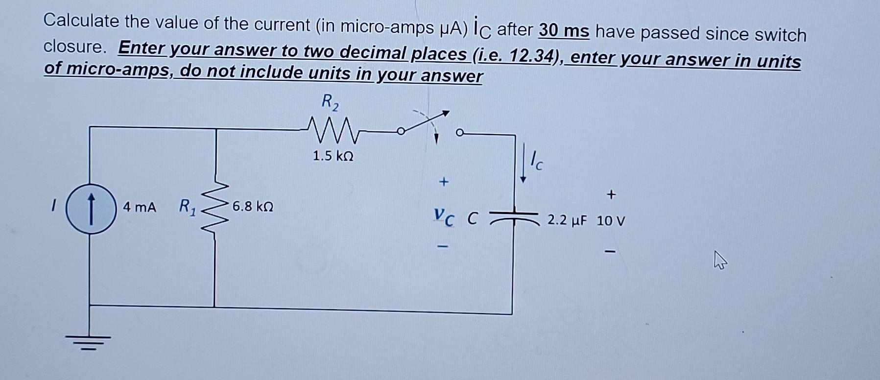 Solved Calculate the value of the current (in micro-amps UA) | Chegg.com