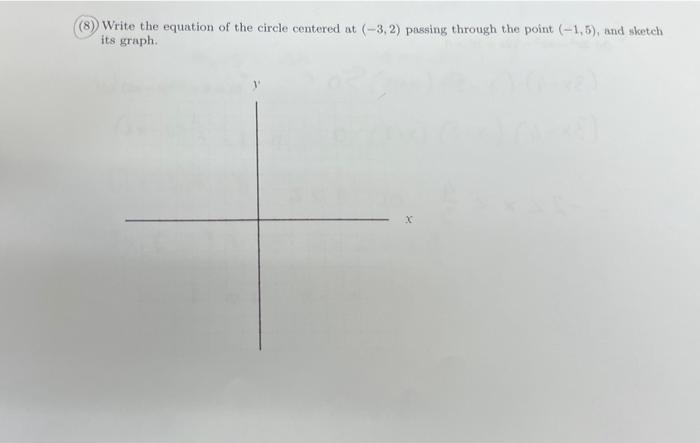 Solved (8)) Write the equation of the circle centered at | Chegg.com