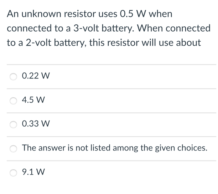 Solved An unknown resistor uses 0.5W ﻿whenconnected to a | Chegg.com
